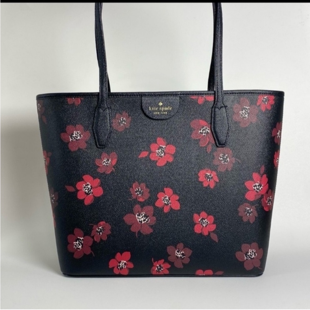 Kate Spade Lori Large Tote Black Multi Dancing Blooms… - Gem